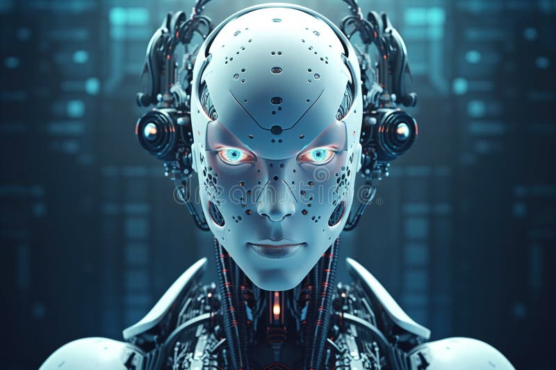 Portrait of Cyborg Man. Generative Ai Image Stock Image - Image of blue ...