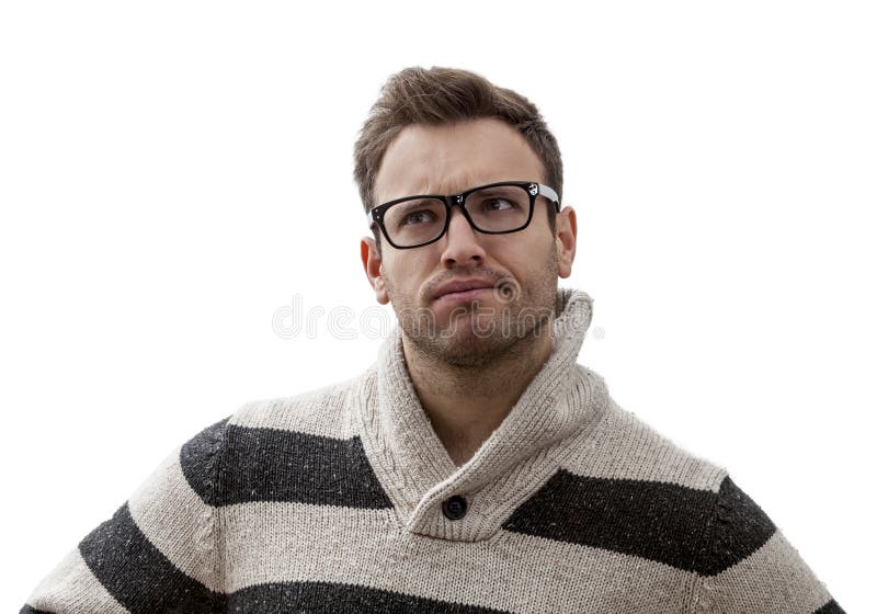 Portrait d'homme perplexe image stock. Image du fermer - 53674703
