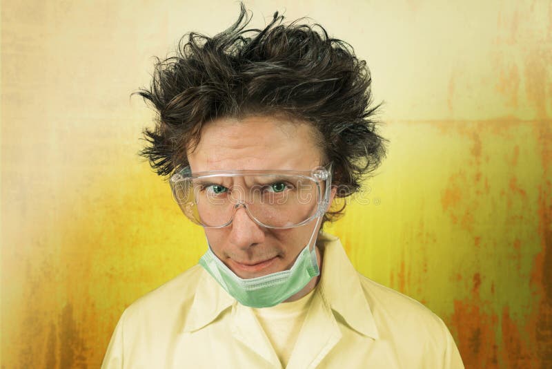 Portrait D'un Scientifique Fou Photo stock - Image du professeur, choc ...