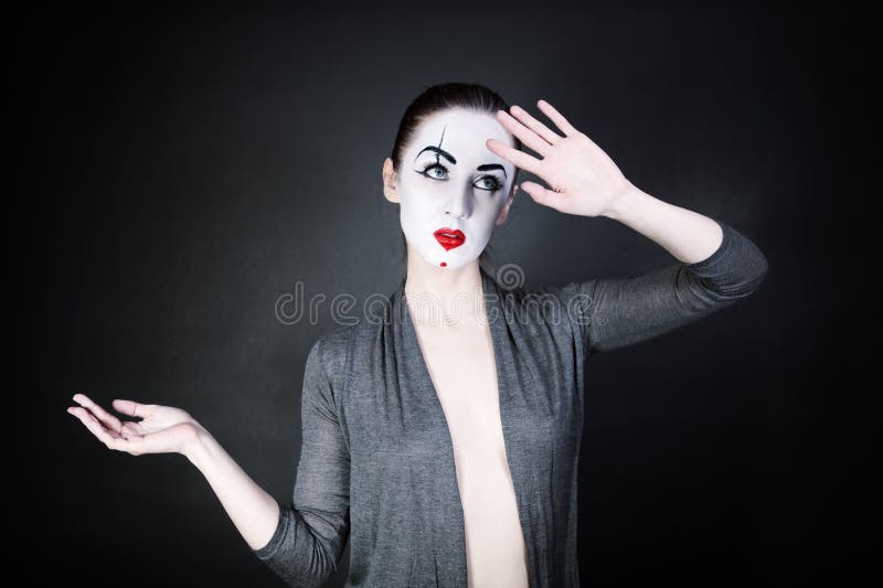 Sad mime stock photo. Image of makeup, female, clown - 18593938