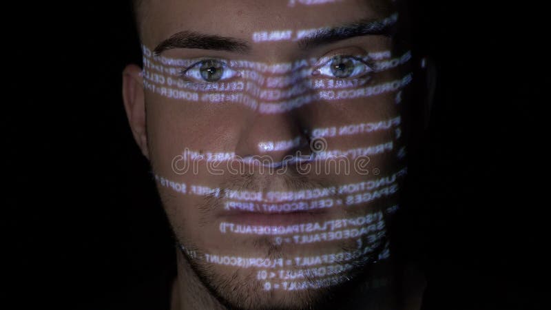 Portrait of a Dangerous Hacker Cyber Criminal Looking at the Camera ...