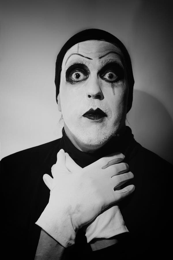 Dark Portrait of Actor with Mime Makeup Stock Image - Image of ...
