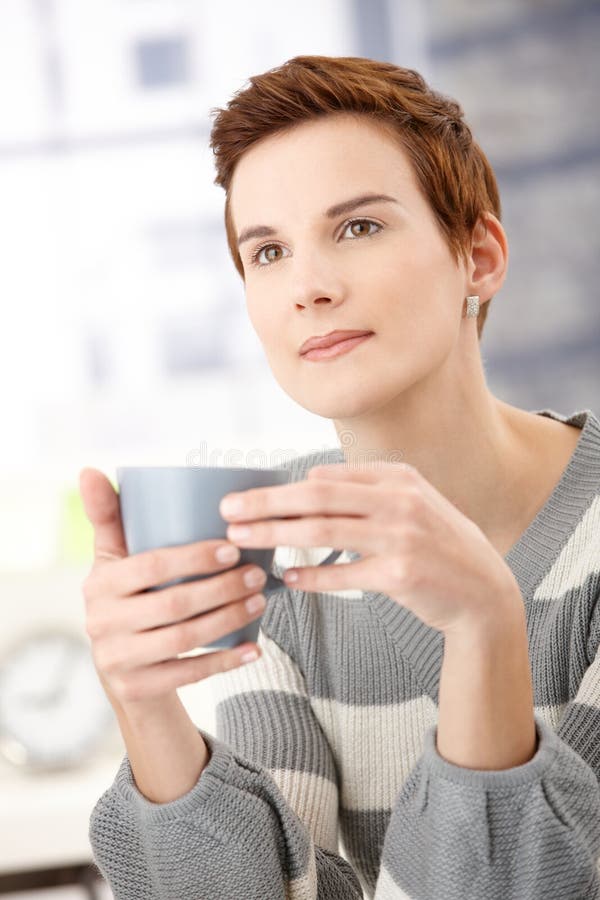 Portrait of Daydreaming Woman Stock Image - Image of modern, caucasian ...