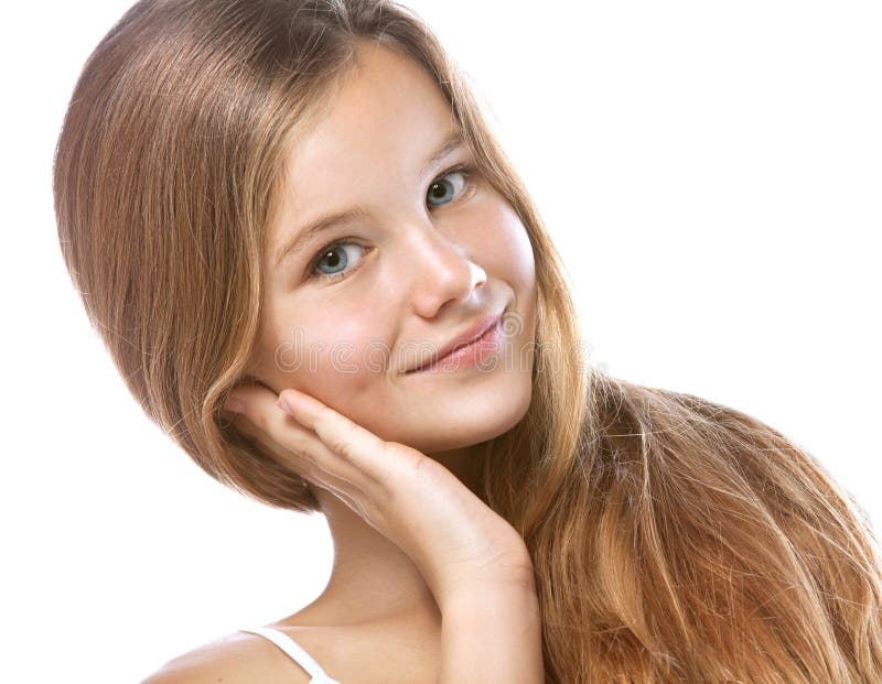 Portrait De Fille De Beauté Photo stock - Image du isolement, assez ...