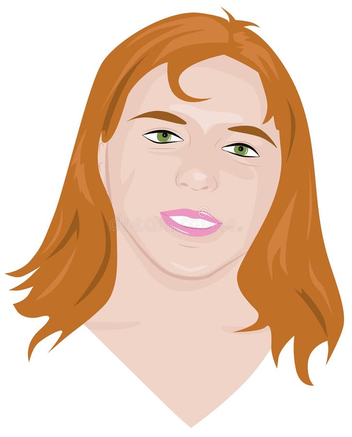 Portrait De Jeune Fille Rousse Illustration de Vecteur - Illustration ...