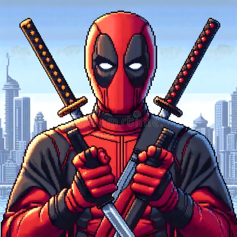 Portrait of Deadpool Holding Dual Dagger Stock Illustration ...