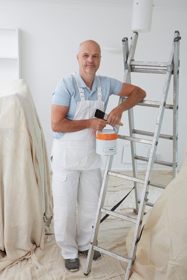 Portrait of Decorator Painting Room Stock Image - Image of painter ...