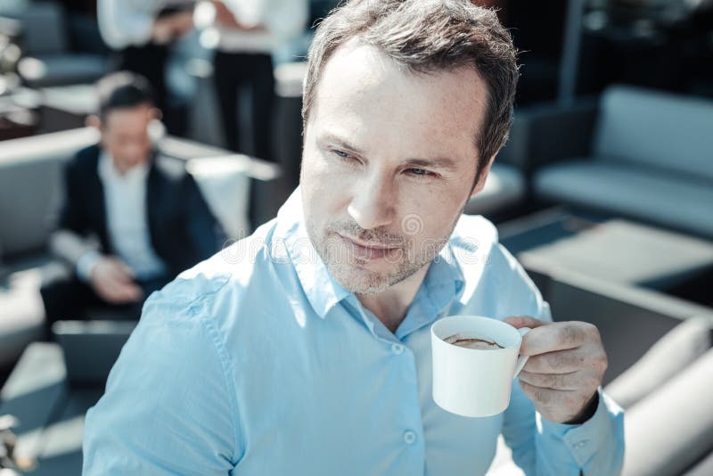 Portrait of Delighted Man that Having Break Stock Image - Image of ...