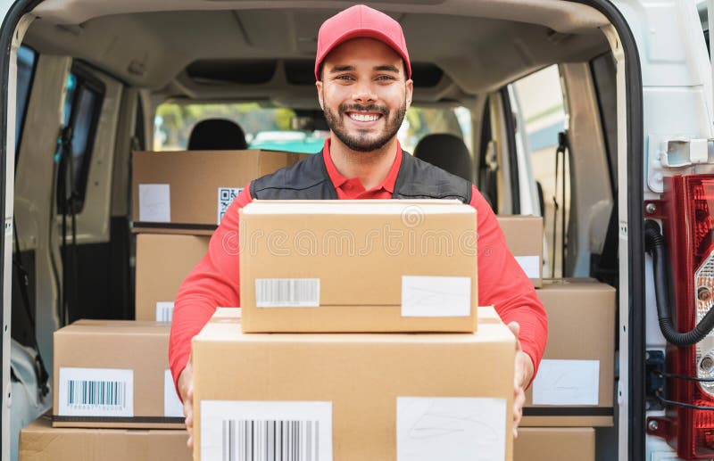 Portrait of Delivery Man - Courier at Work Stock Photo - Image of ...