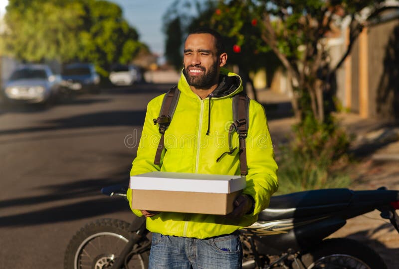 Delivery Man Arriving at the Delivery Destination. Delivery Concept ...
