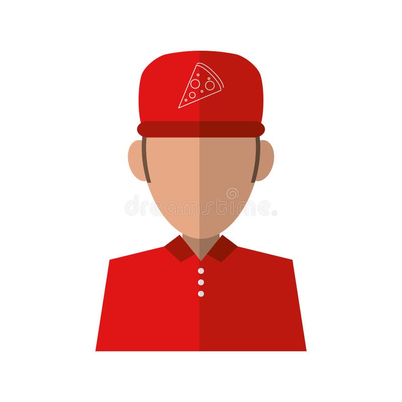 Portrait Delivery Pizza Boy Outline Stock Vector - Illustration of ...