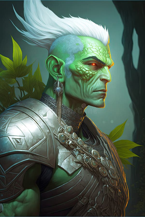 Orc Green Skin Ranger Male Old Generative AI Stock Illustration ...