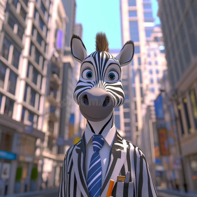 The Portrait Depicts a Zebra Dressed in a Formal Business Suit Using ...