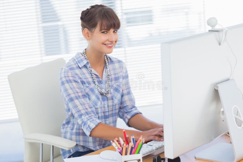 Portrait of a Designer Working on Her Computer Stock Image - Image of ...