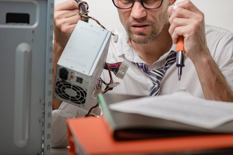 Desperate office worker stock image. Image of male, concept - 214994415