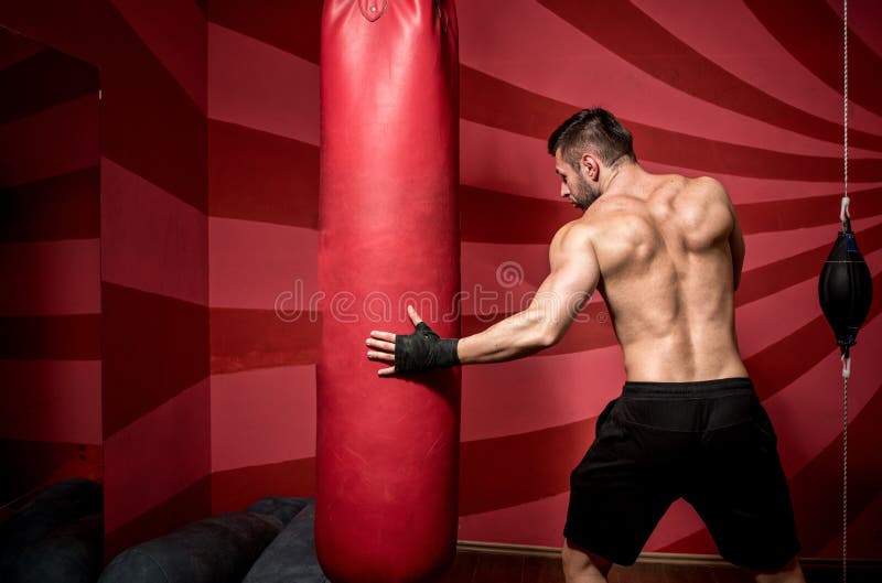 Portrait of Determined Male Professional Boxer, Getting Ready for Fight ...