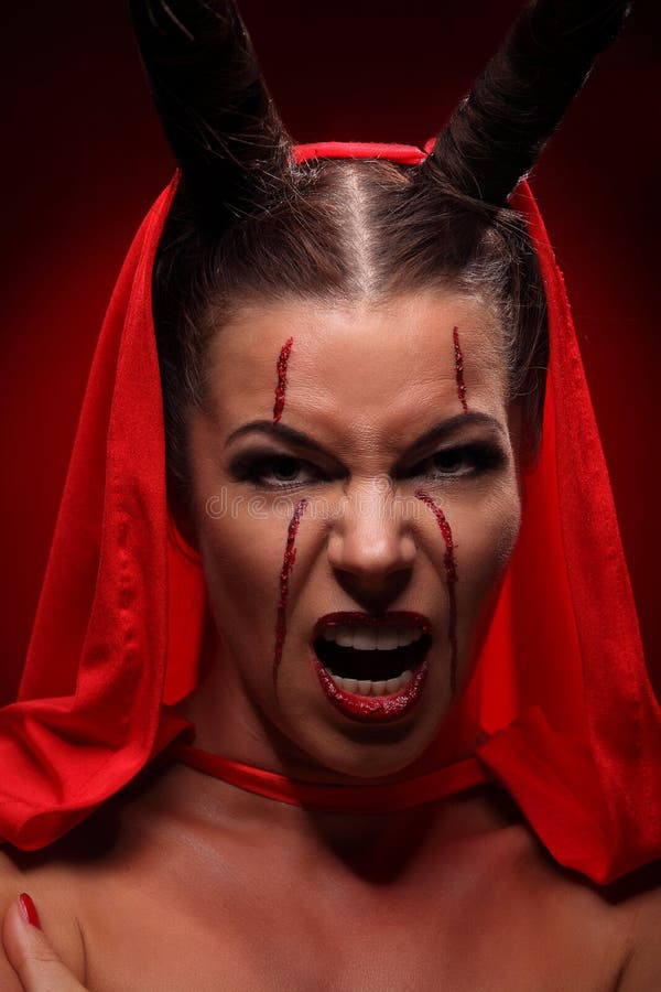 Portrait of a Devil with Horns. Fantasy. Art Stock Photo - Image of ...