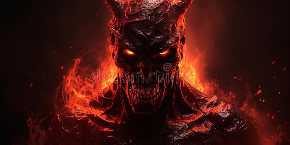 Portrait of a Devil, Satan, Standing in Fire. Generative AI Stock ...