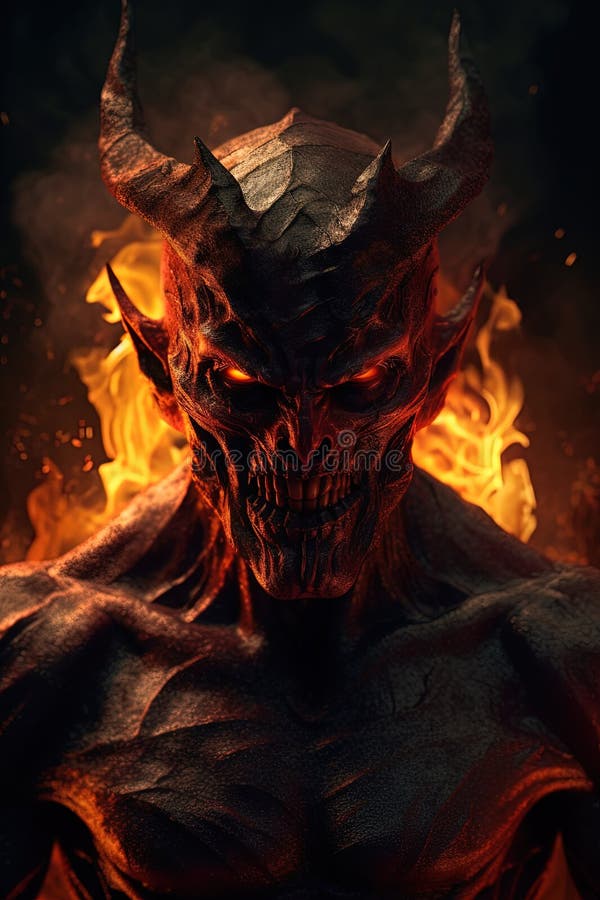Portrait of a Devil, Satan, Standing in Fire. Generative AI Stock ...
