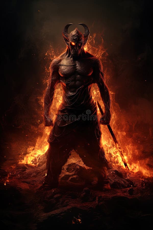 Portrait of a Devil, Satan, Standing in Fire. Generative AI Stock ...