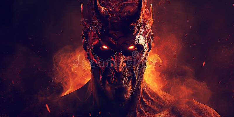 Portrait of a Devil, Satan, Standing in Fire. Generative AI Stock ...