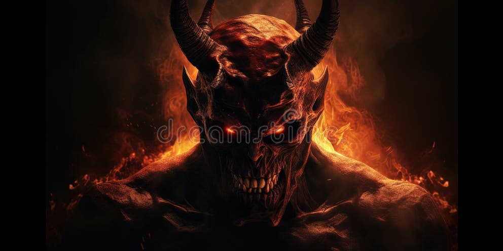 Portrait of a Devil, Satan, Standing in Fire. Generative AI Stock ...