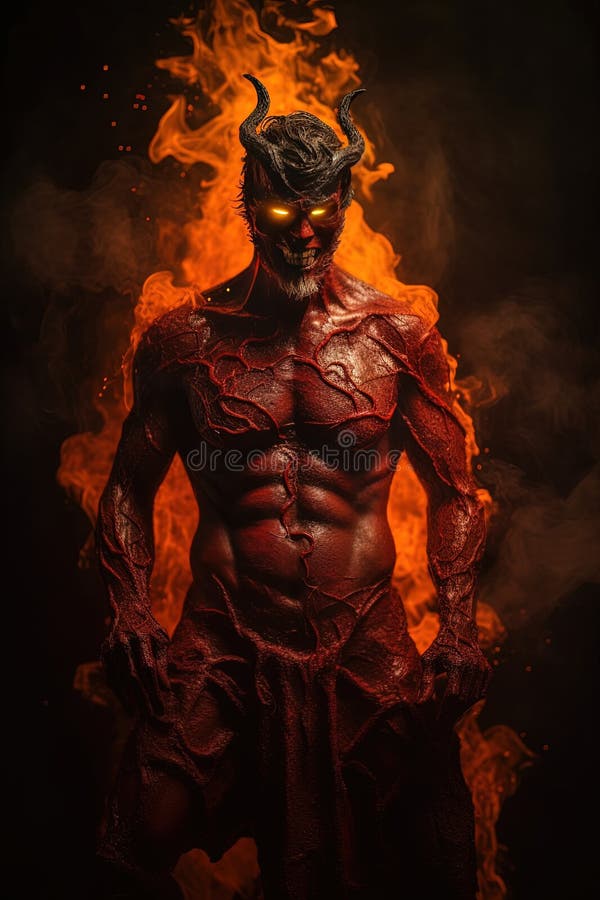 Portrait of a Devil, Satan, Standing in Fire. Generative AI Stock ...