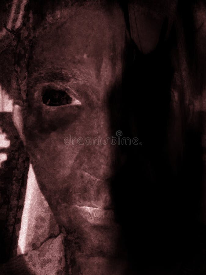 Portrait, Digital Collage, Special Processing. Scary Face of Man ...