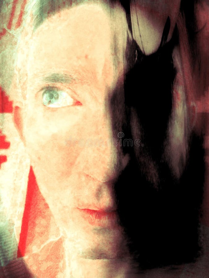 Portrait, Digital Collage and Special Processing. Weird, Bizarre. Face ...