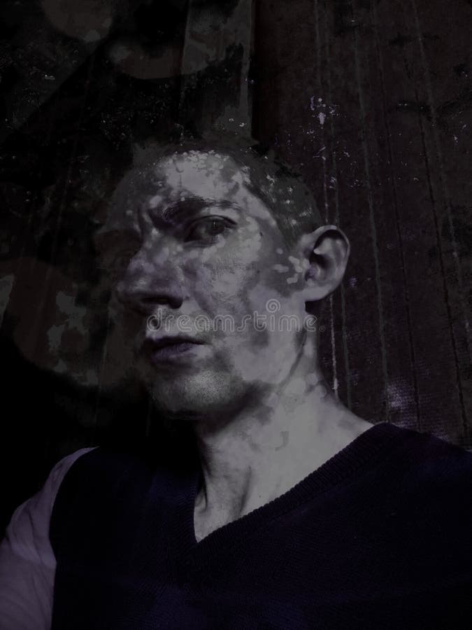 Portrait, Digital Collage and Special Processing. Weird Man Looking on ...