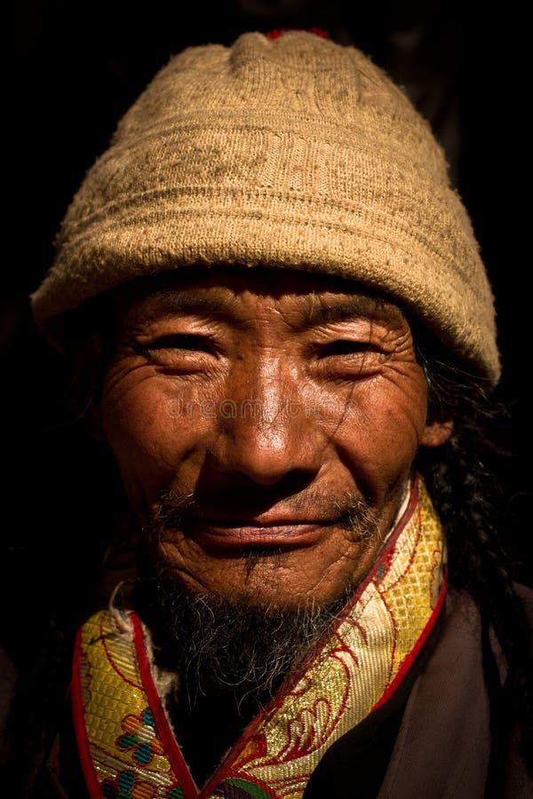Portrait of a Dignified Old Man from Tibet Editorial Photo - Image of ...