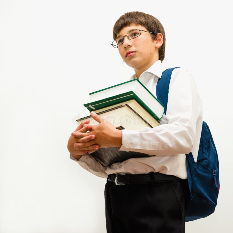 Portrait of Diligent Schoolboy. Stock Image - Image of knowledge ...