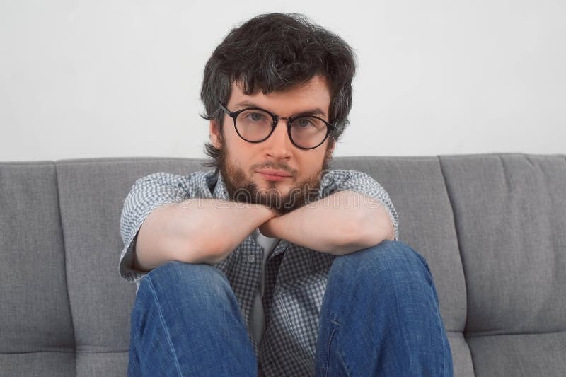 Portrait of Disabled Sad Man with Amputated Two Stump Hands Looking at ...