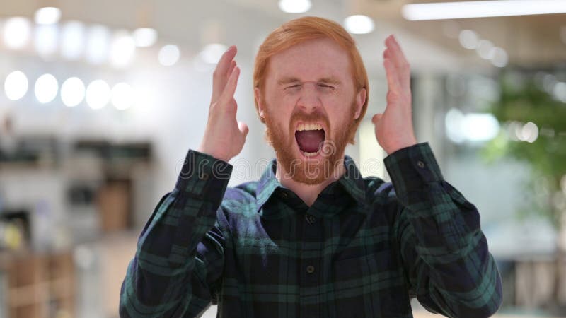 Portrait of Disappointed Redhead Man Screaming, Shouting Stock Photo ...