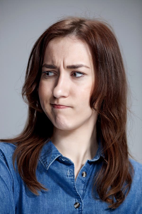 Portrait of Disgusted Woman Stock Image - Image of grimace, gray: 67965191