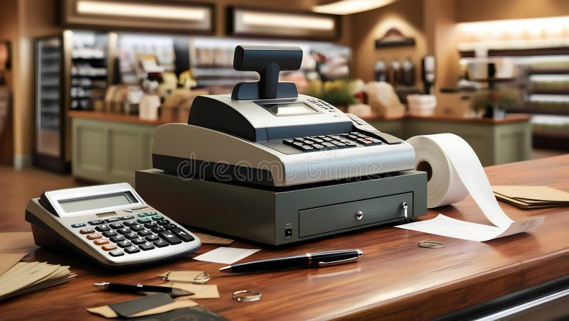Portrait of a Disorganized Cash Register Stock Illustration ...