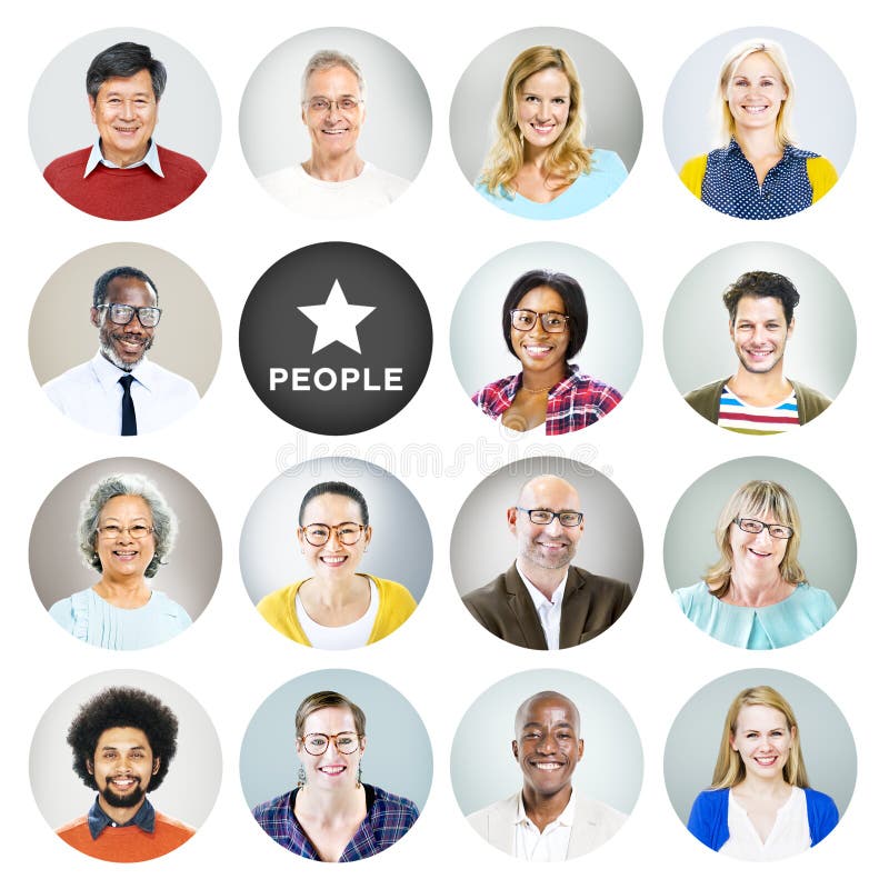 Portrait of Diverse Multiethnic Cheerful People Stock Image - Image of ...