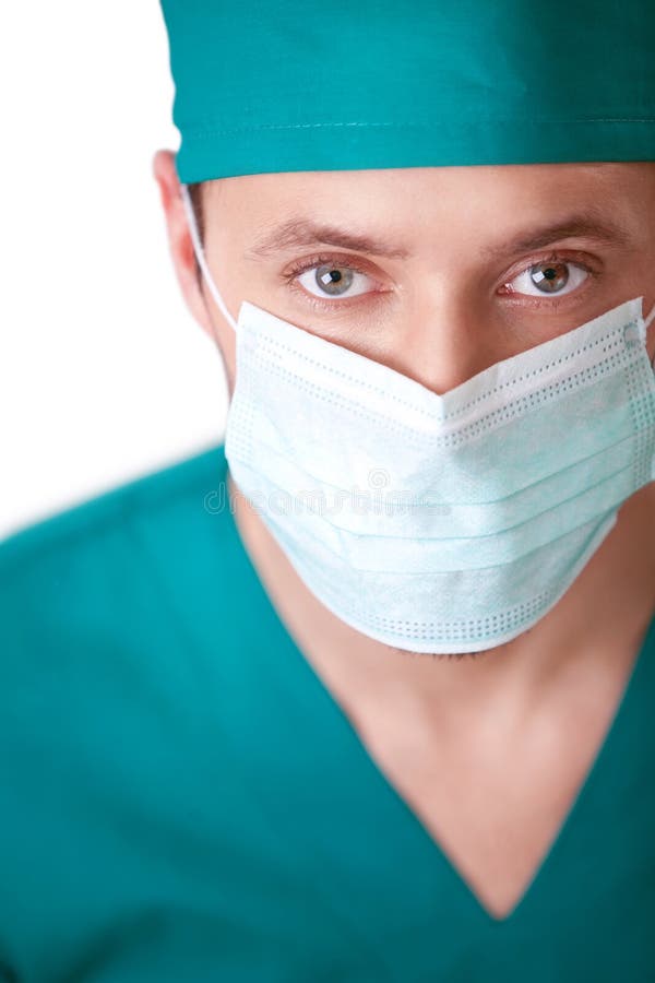 Headshot or Portrait of a Man Doctor Wearing Surgeon Mask Stock Image ...