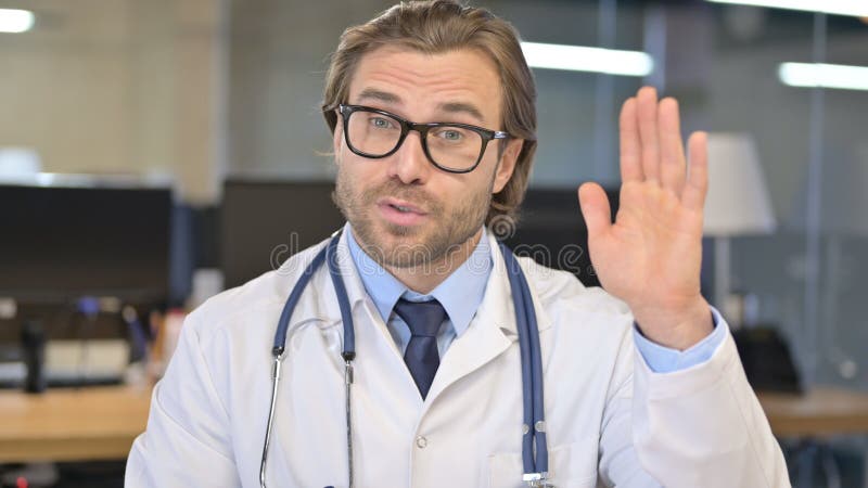 Portrait of Doctor Having Conversation, Video Chat Stock Photo - Image ...
