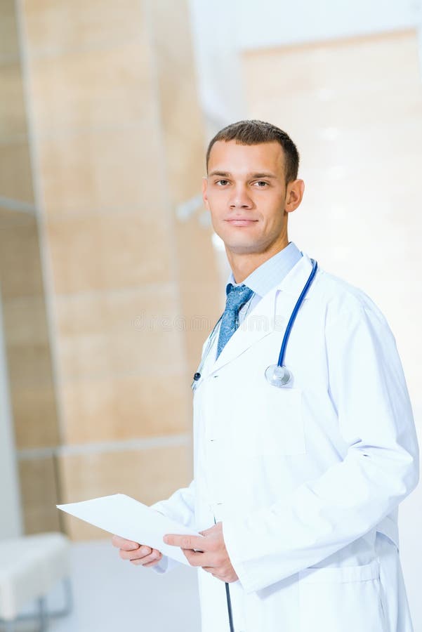 Portrait of doctor stock photo. Image of happy, corridor - 30739838