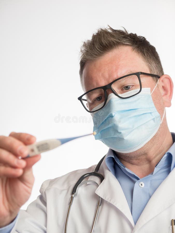 Portrait of a Doctor Holding a Thermometer Stock Image - Image of ...