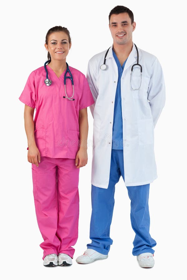 Portrait of a Doctor and a Nurse Standing Up Stock Image - Image of ...
