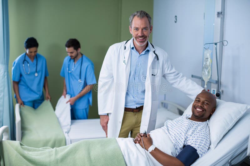 Portrait of Doctor and Patient in Ward Stock Image - Image of caucasian ...