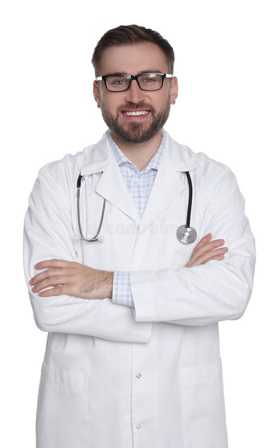 Portrait of Young Doctor on White Background Stock Image - Image of ...