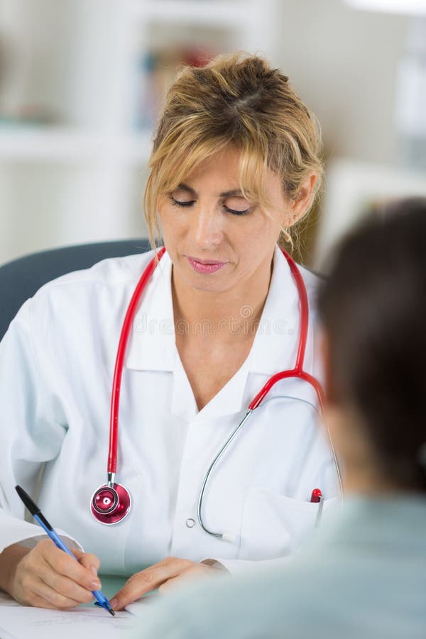 Portrait Doctor Writing Prescription Stock Photo - Image of physician ...