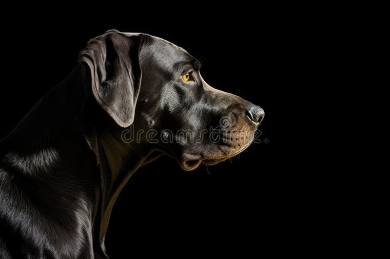 Portrait of Dog Great Dane in Profile on Black Matte Background ...