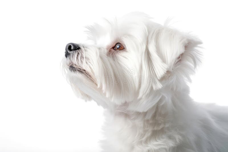 Portrait of Dog Maltese in Profile on White Background. Generative AI ...