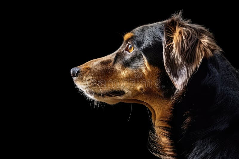 Portrait of Dog in Profile on Black Background. Generative AI Stock ...