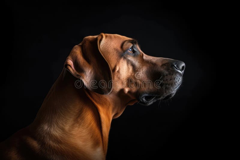 Portrait of Dog Rhodesian Ridgeback in Profile on Black Matte ...