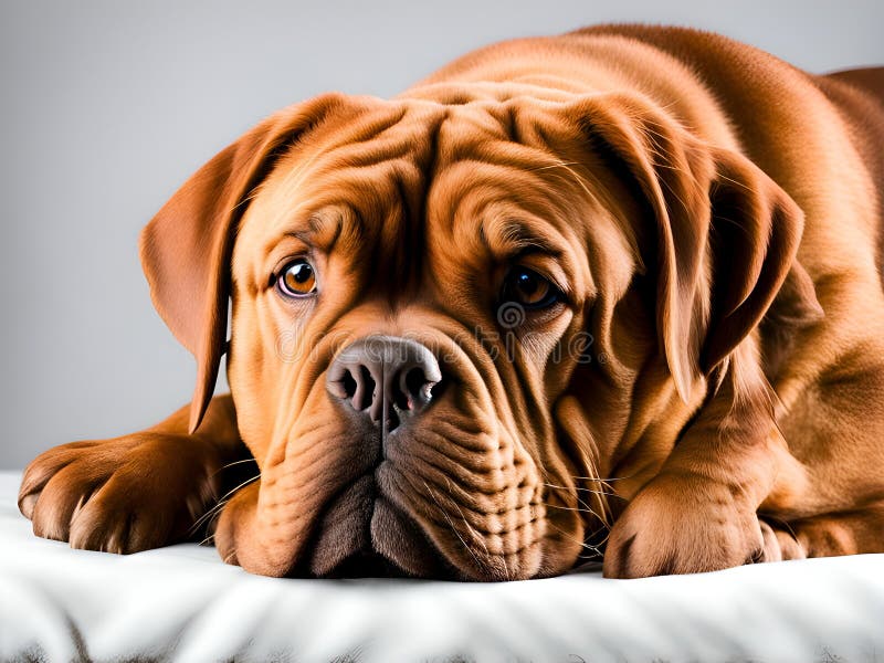 Portrait of the Dogue De Bordeaux Dog Stock Illustration - Illustration ...